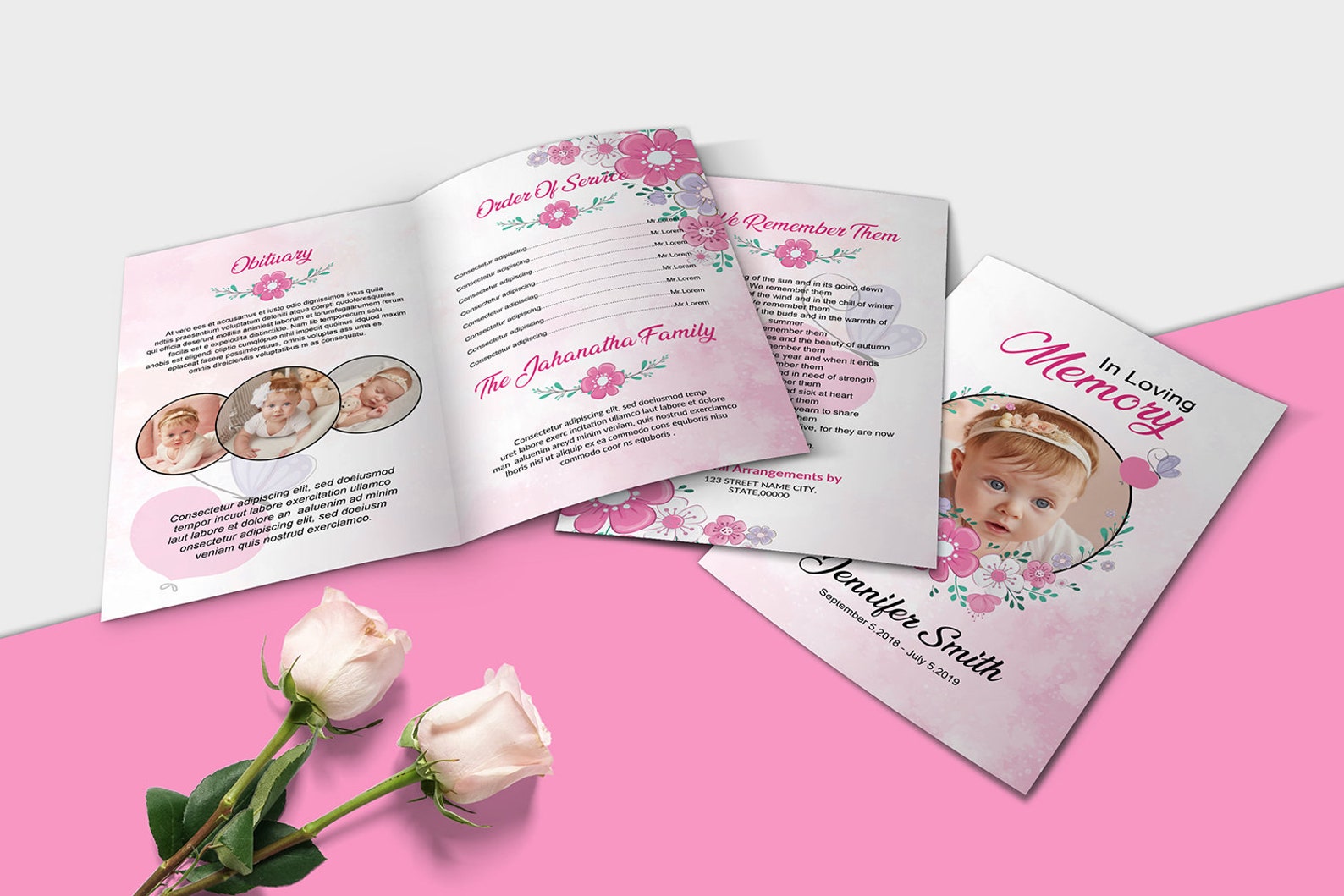 Floral Funeral Program Template for Children Child Funeral - Etsy