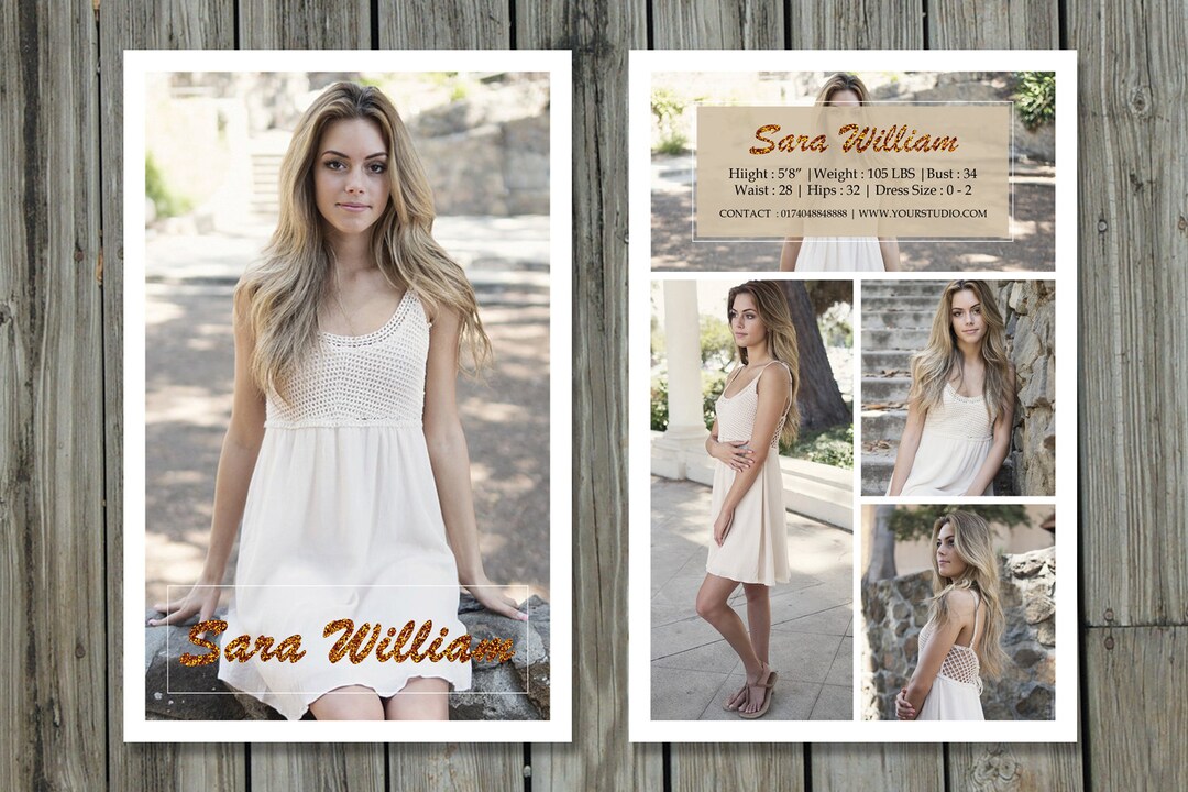 Model Comp Card Template | Modeling Comp Card | Photoshop and Elements ...