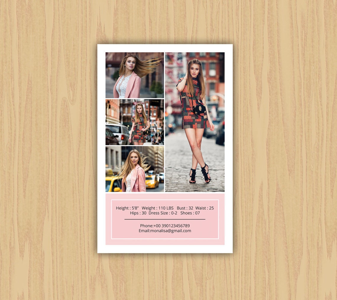 Fashion Model Comp Card Template Modeling Comp Card MS | Etsy