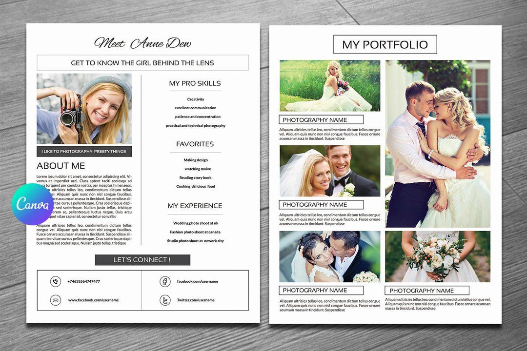 About Me Page Template | Professional Photographer About Me Page and ...