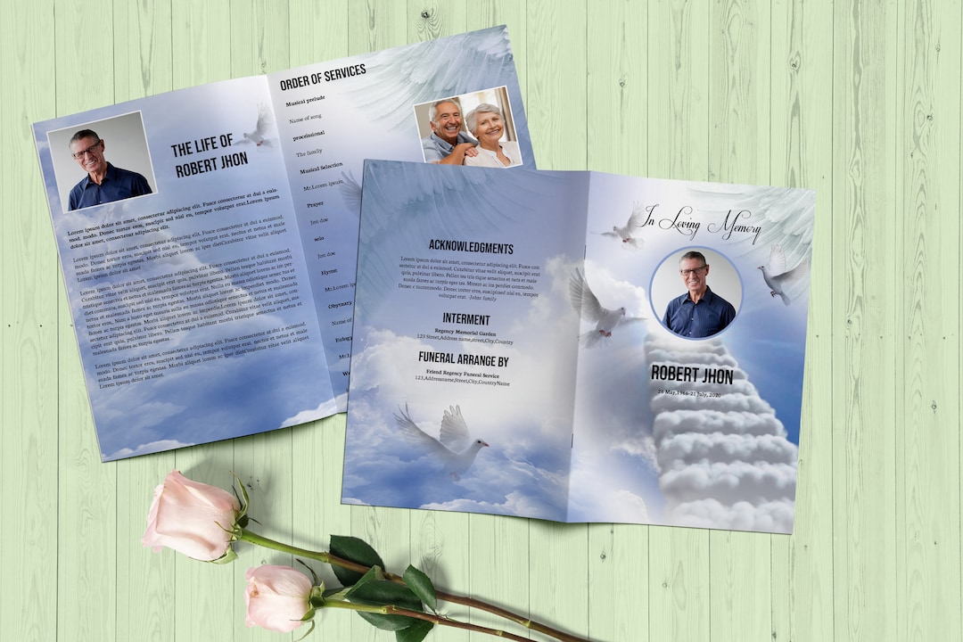 HEAVENLY Funeral Program Template Obituary Template, Memorial Program ...