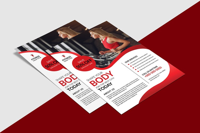 Fitness Club Flyer Template: Gym Promotion Design (canva, Word ...