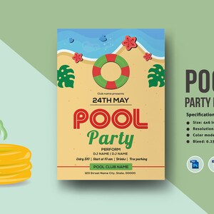 Pool Party Flyer Template Instant Download Photoshop and - Etsy