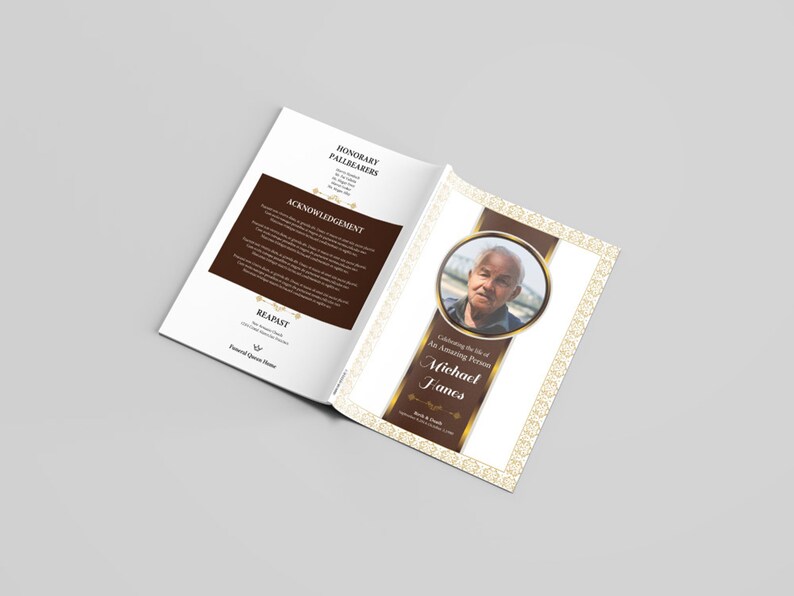 8 Pages Funeral Program Template Funeral Booklet Template - Etsy