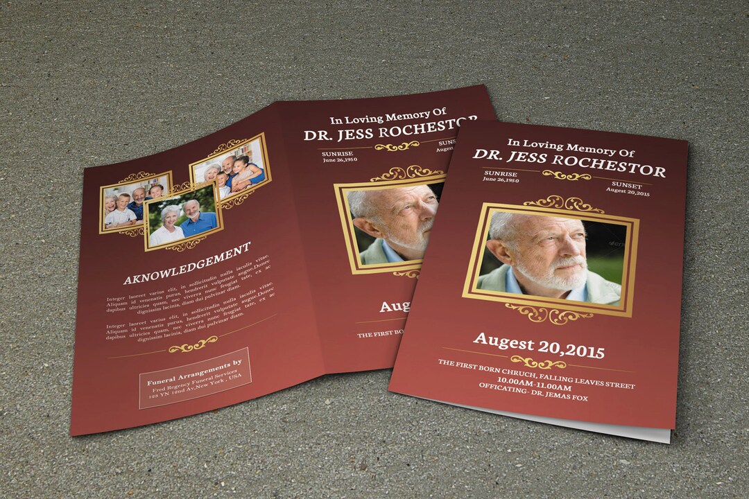 Funeral Program Template Word | Obituary Template | Photoshop , Mac ...