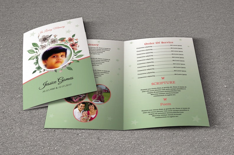 Printable Child Funeral program template Memorial Obituary | Etsy