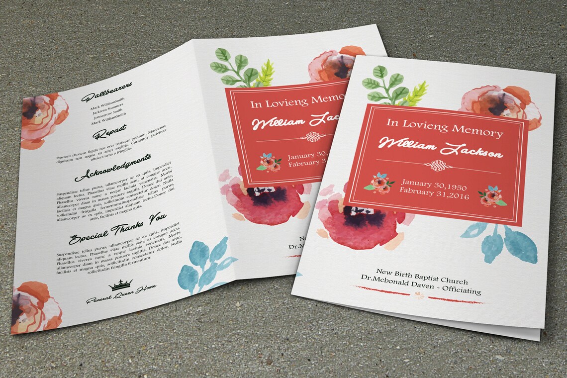 Printable Funeral Program Template Memorial program Template | Etsy