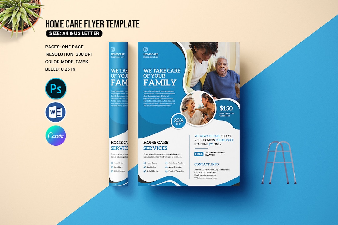 Senior Care Flyer / Elderly Home Care Flyer. Family Care Service Flyer ...