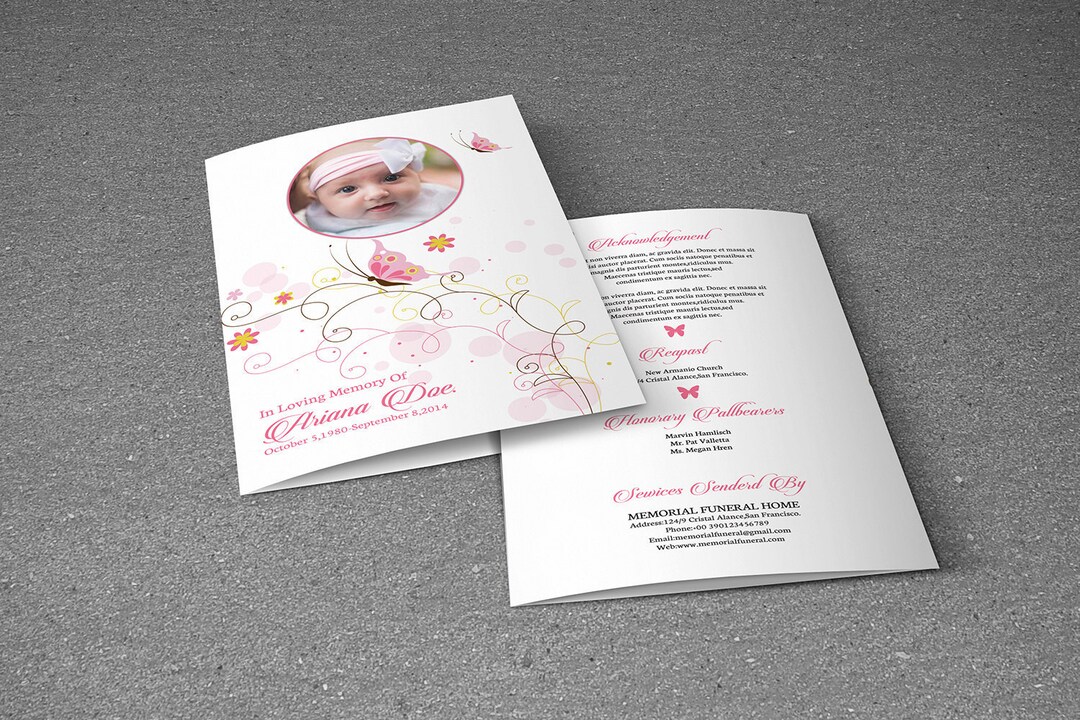 Printable Funeral Program Template | Child Funeral Program | Photoshop ...