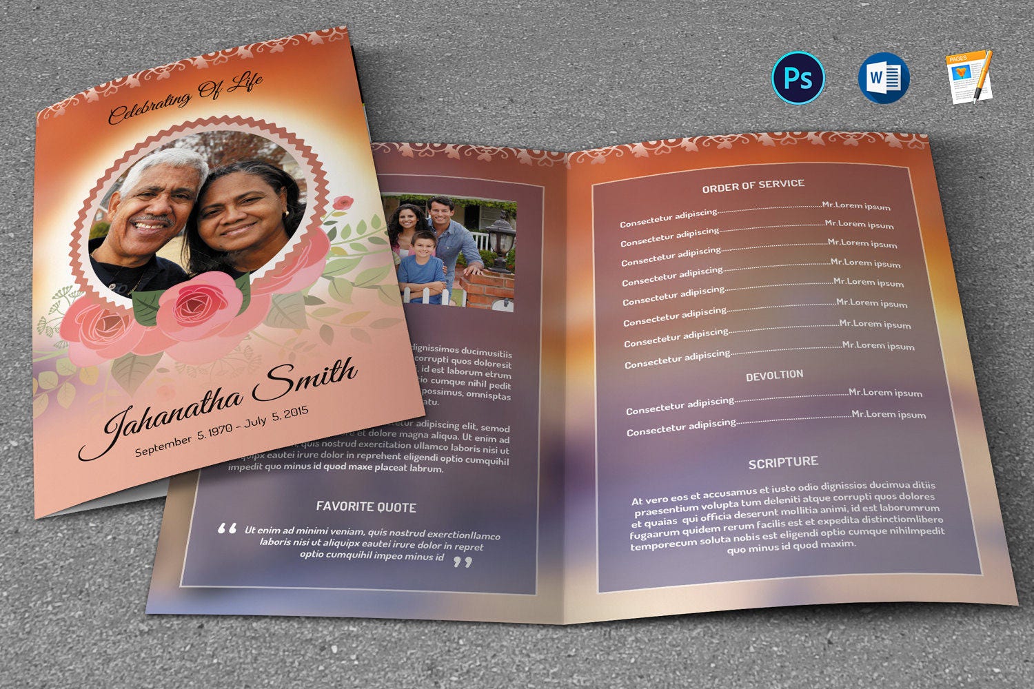 Funeral Program Template memorial program obituary program | Etsy