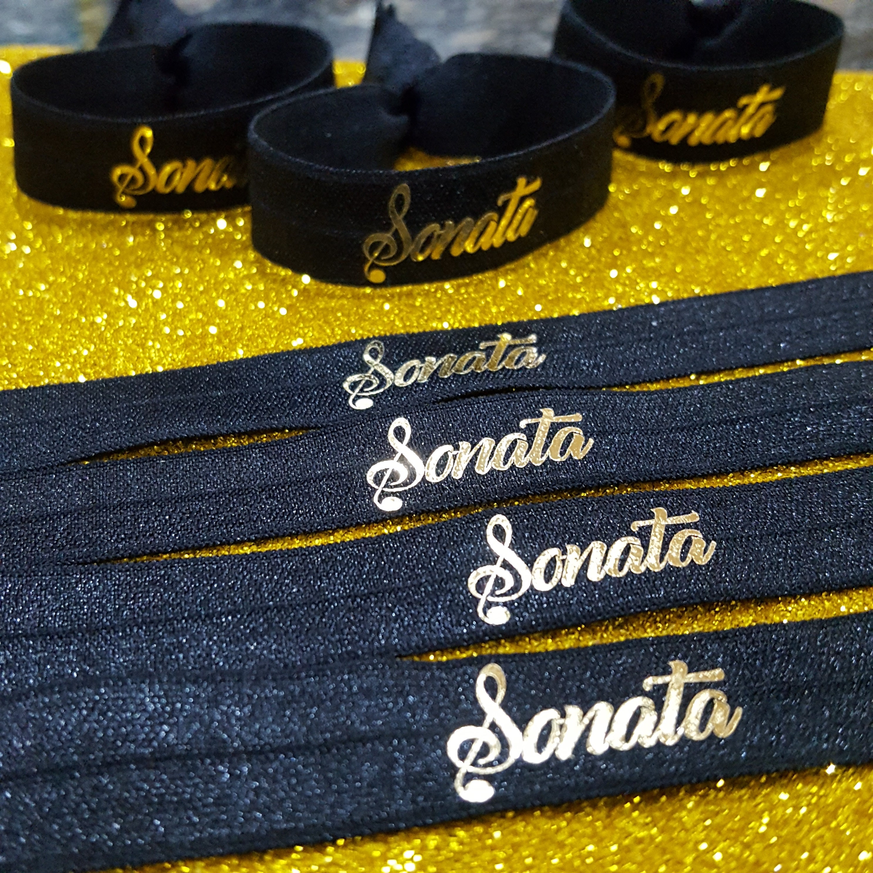 100 Black Custom Hair Ties gold Printing Hair Ties Black - Etsy