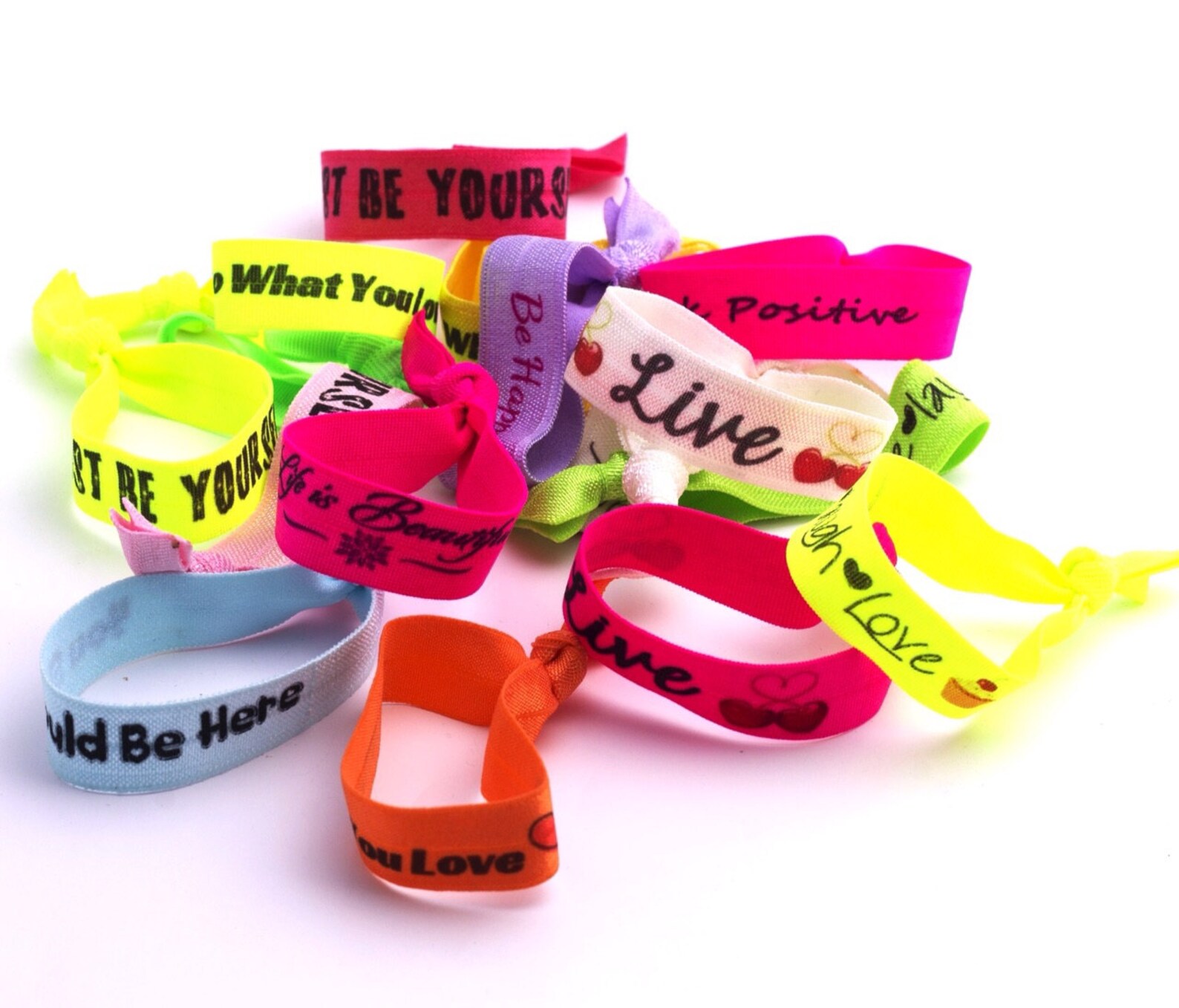 Multicolored Custom Elastic Hair Ties Personalized Hair Ties - Etsy