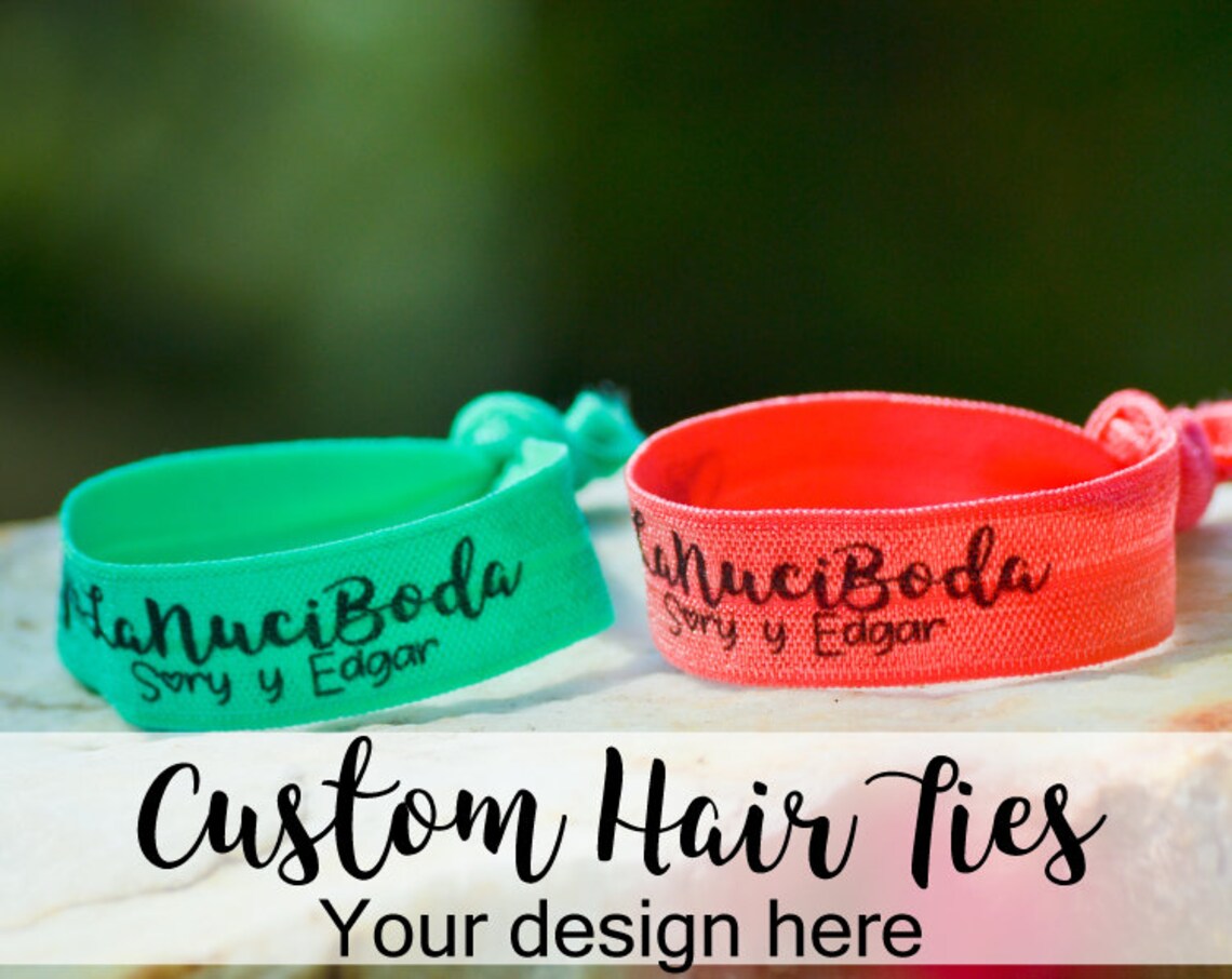 200 Wedding Custom Printed Hair Ties Custom Hair Ties - Etsy