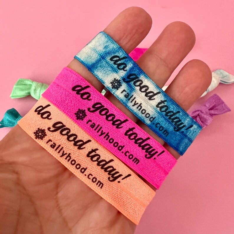 Branded Hair Ties Custom Print Logo Wristbands Promotional - Etsy