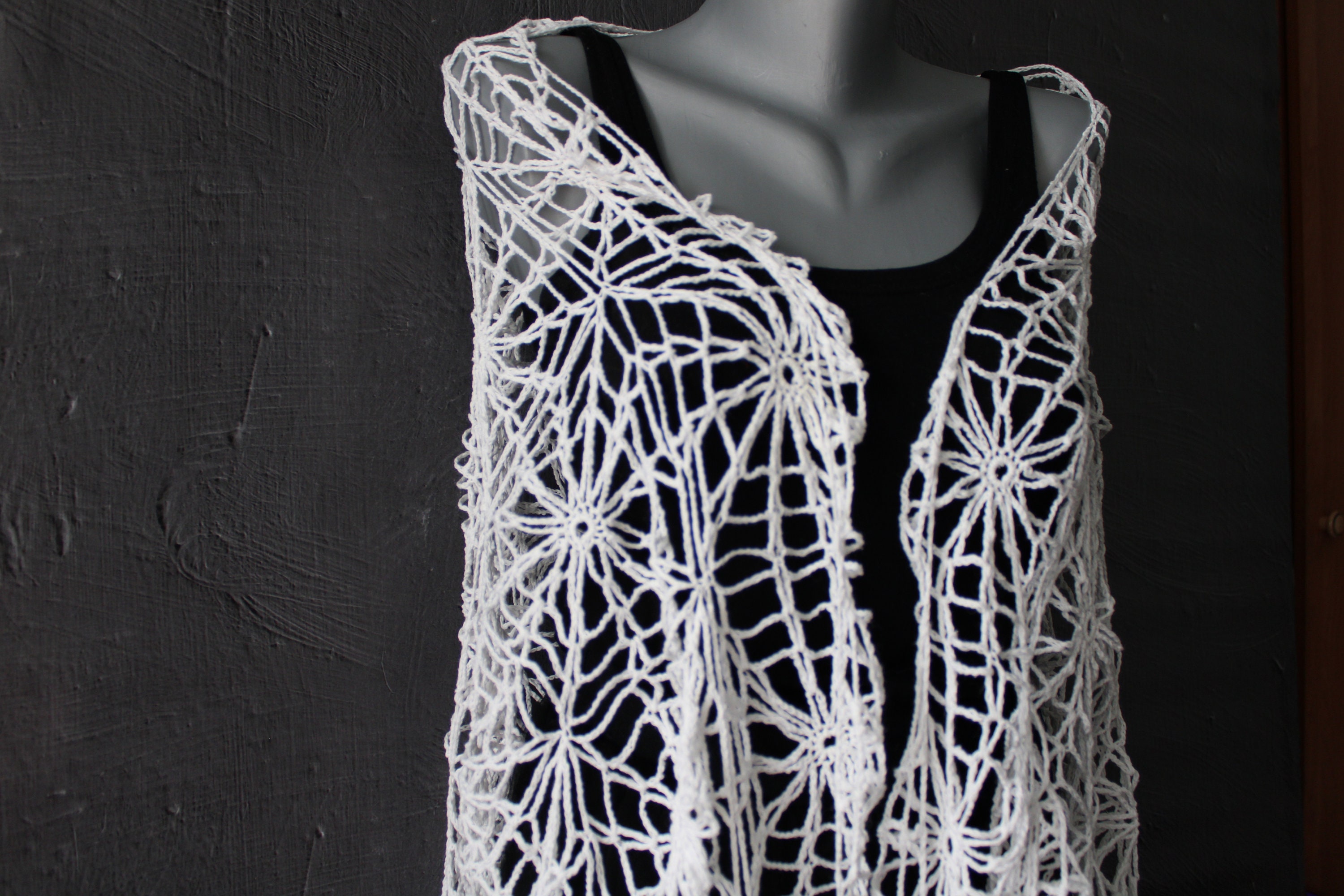 Crochet Fringe Shawl: Spider Web Goth Wedding Cape - Etsy
