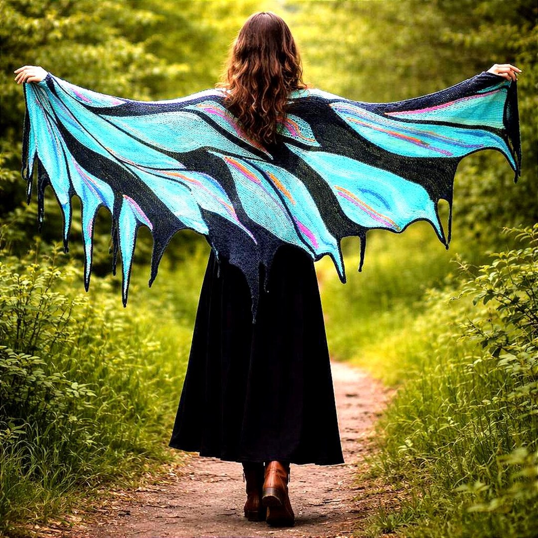 Hand Knit Feather Shawl: Merino Wool Bird Wing Wrap - Etsy UK