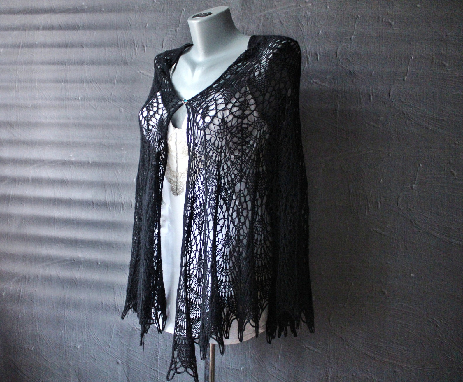 Black Shawl Knit Gothic Shawl Victorian Mourning Shawl Black - Etsy