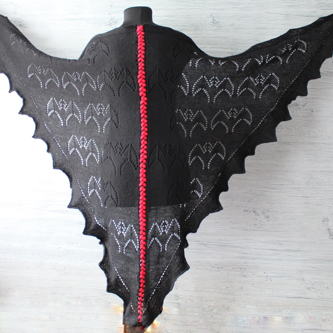 Vampire Bat Shawl Black Witch Aesthetic Wrap Gothic Lace Shoulder Cape ...