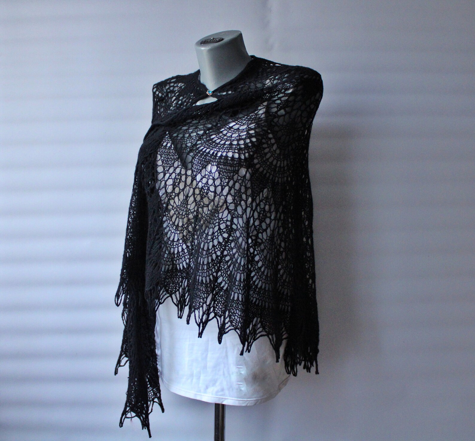 Black Shawl Knit Gothic Shawl Victorian Mourning Shawl Black - Etsy