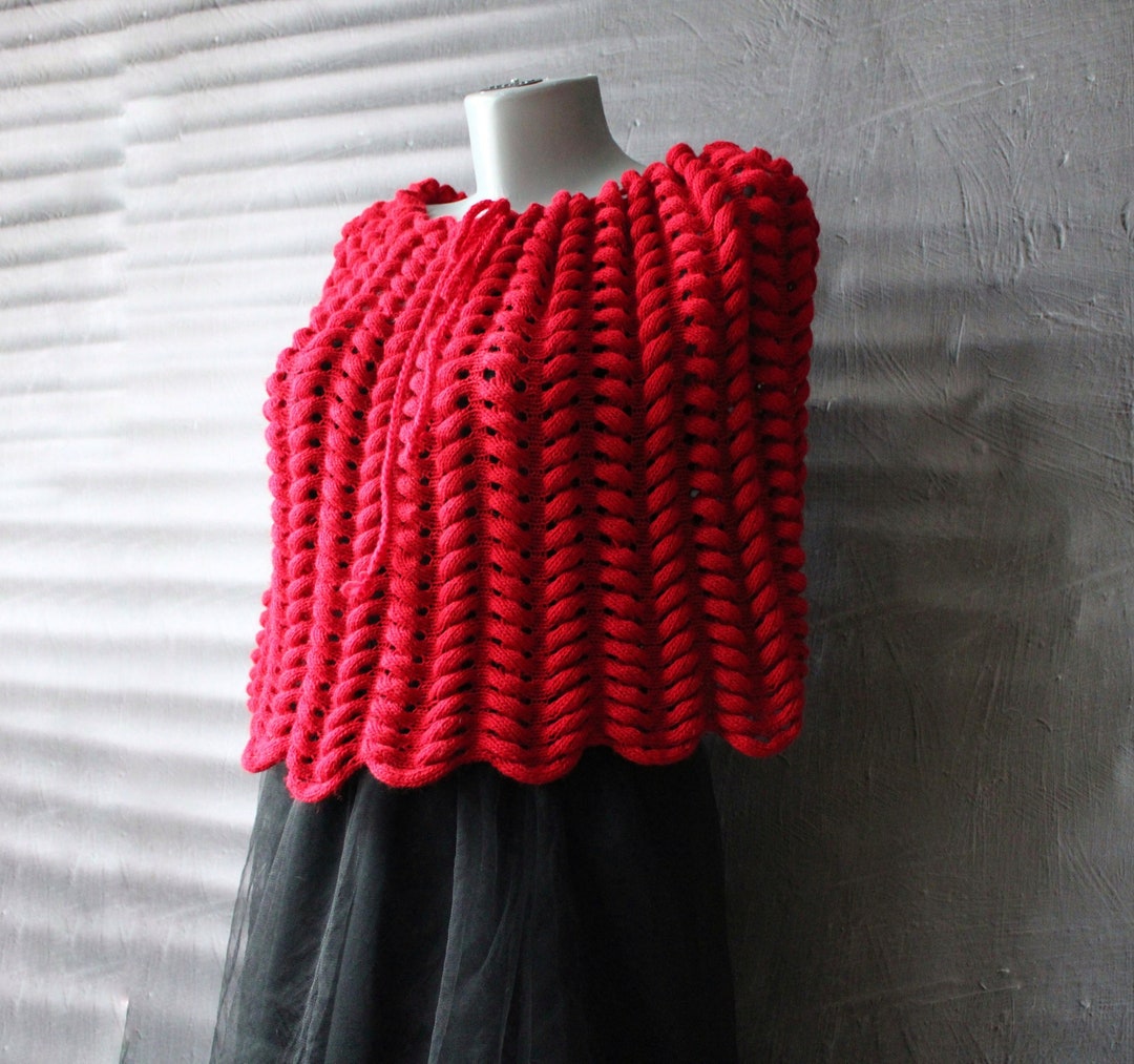 Wedding Capelet Short Red Cape Knit Bridal Wrap Shoulders Cover up ...