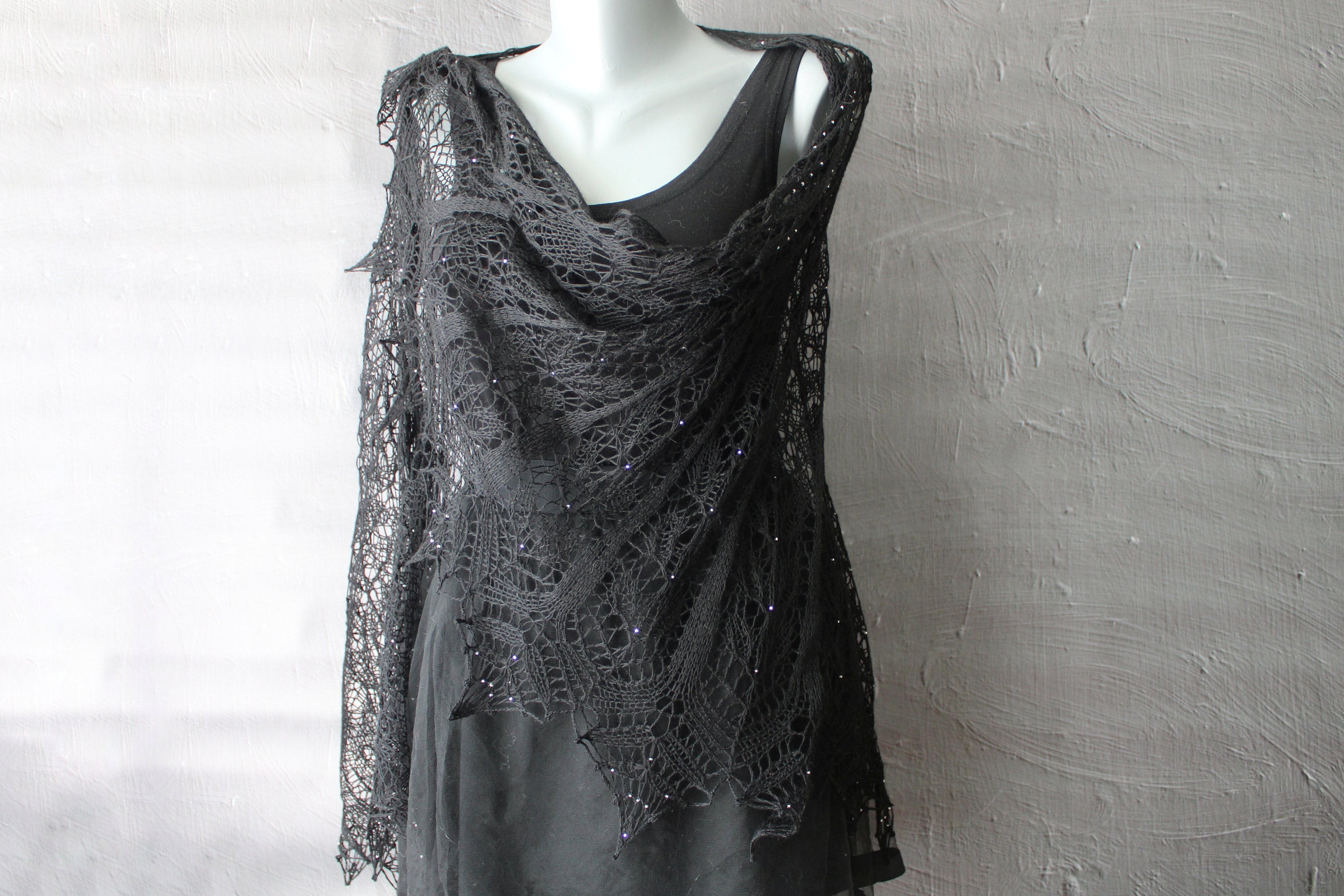 Black lace shawl Gothic bridal cape Victorian mourning | Etsy