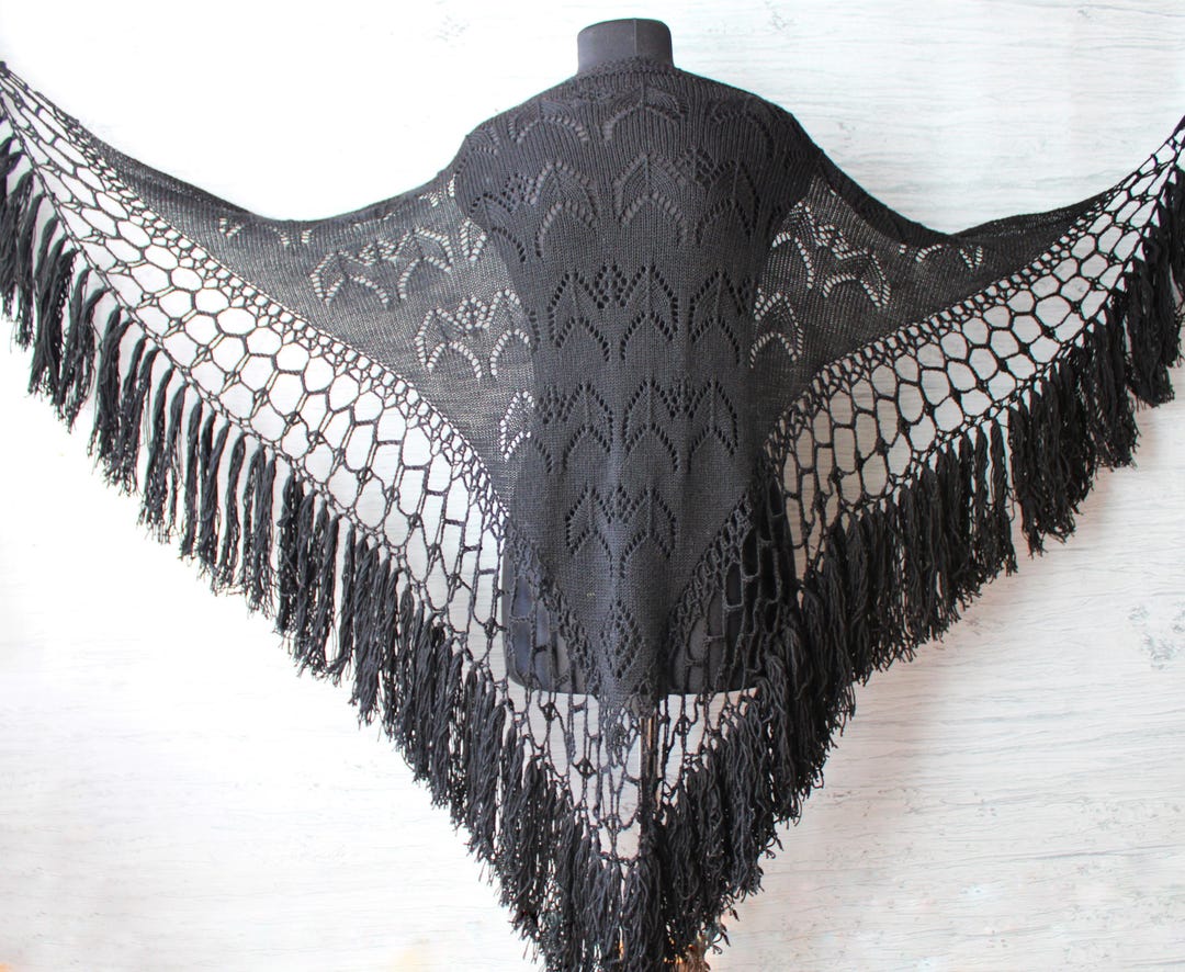 Black Fringe Bat Shawl: Gothic Vampire Wings Scarf - Etsy