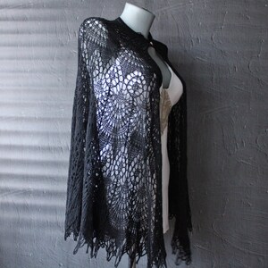 Black Lace Shawl Gothic Victorian Boho Witch Capelet Dark Wedding Shawl ...