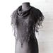 Hand Knit Black Merino Wool Shawl: Beaded Lace Stole, Gothic Witchcore ...
