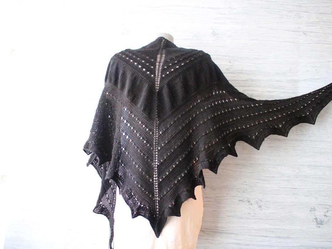 Hand Knit Vampire Bat Shawl: Victorian Goth Ruffled Shoulder Wrap - Etsy
