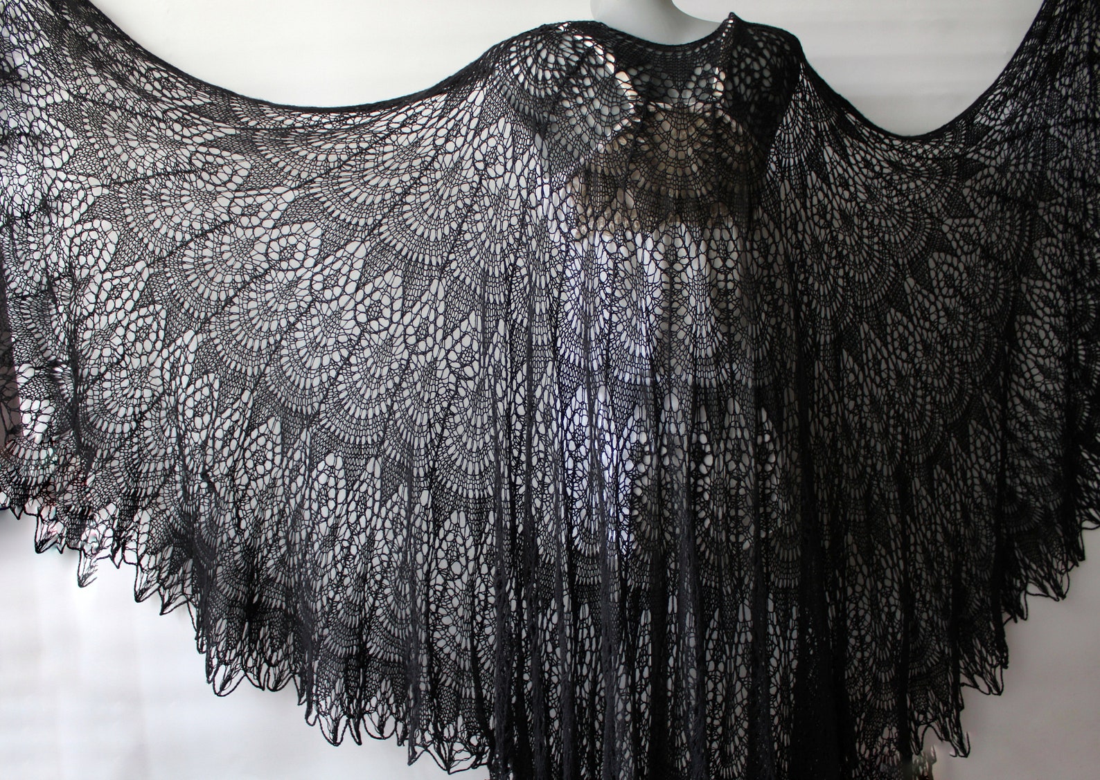 Black Shawl Knit Gothic Shawl Victorian Mourning Shawl Black - Etsy