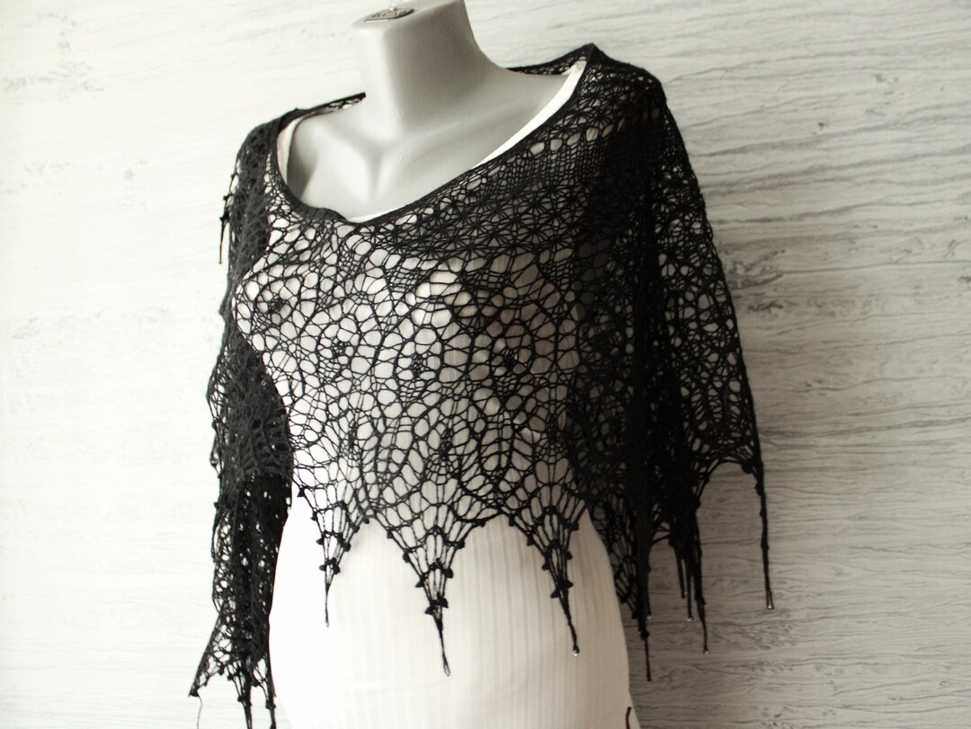 Black Lace Shawl Victorian Mourning Shawl Goth Witch Shawl - Etsy