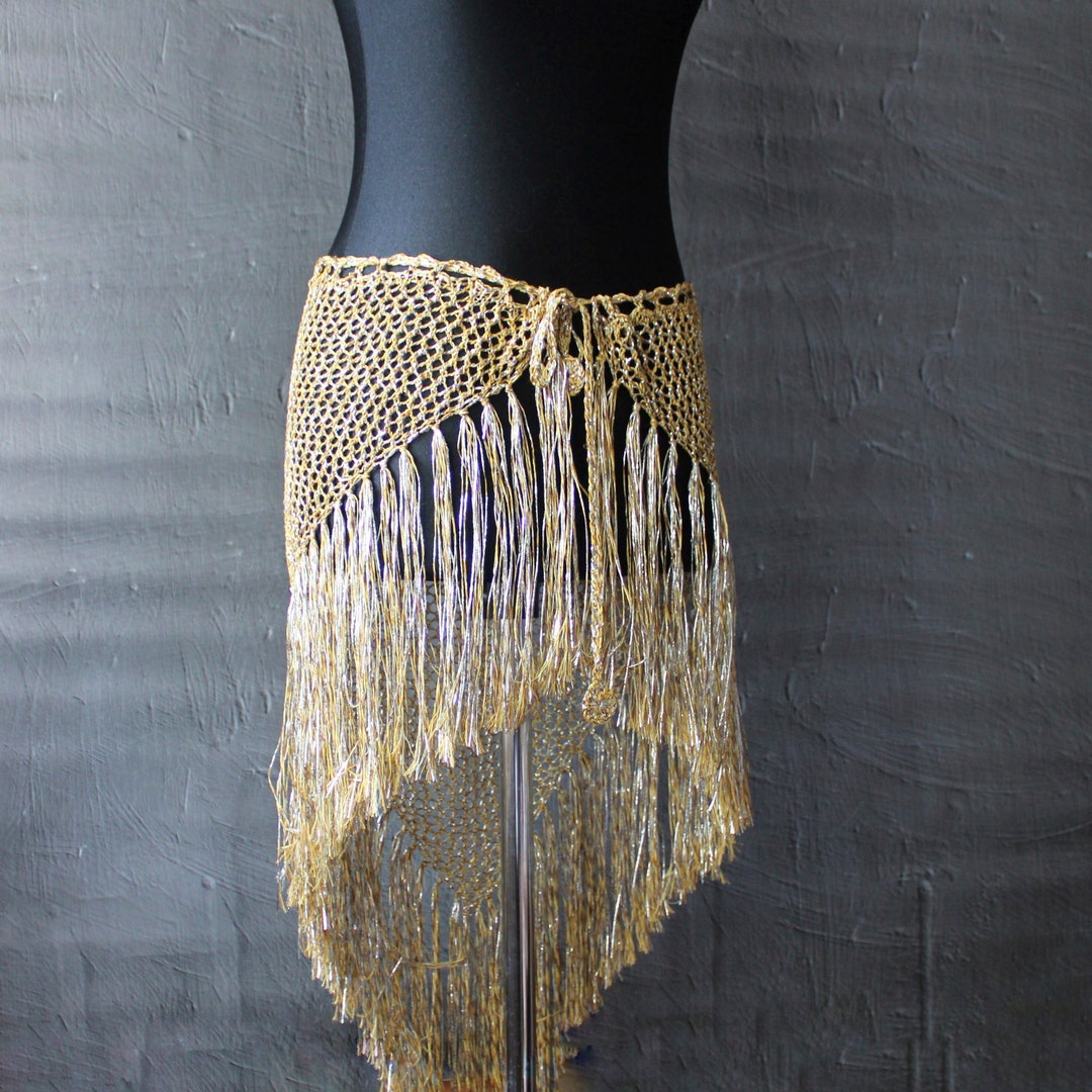Tribal Belly Dance Hip Scarf Wrap Crochet Fringe Skirt Hip Shawl - Etsy