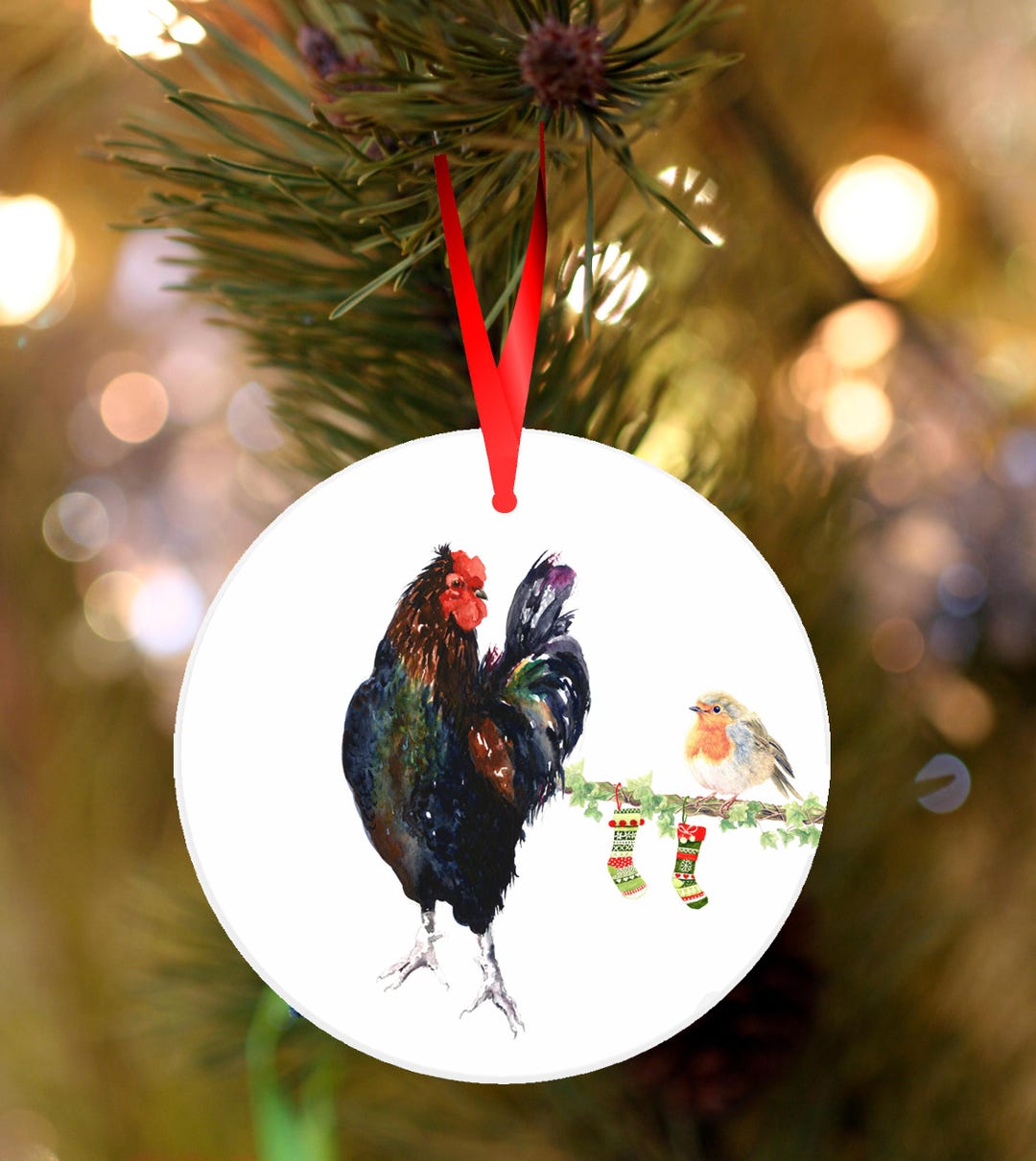 Chicken, Ceramic Hanging Christmas Decoration by Jane Bannon - Etsy