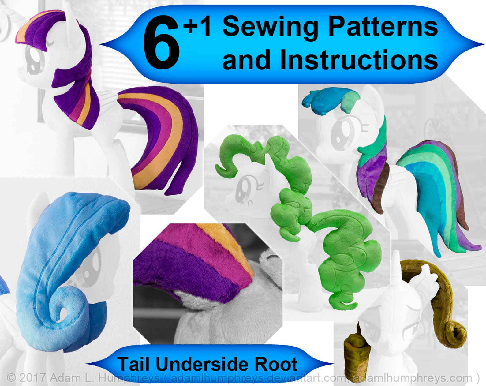 Pony Mane and Tail Plushie Hair Sewing Patterns 6 Pack for Minky Plush ...