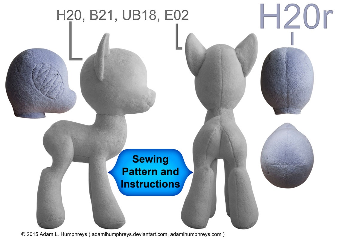 Pony Mare Plushie Sewing Pattern 21 Minky Stuffed Plush Animal Template ...