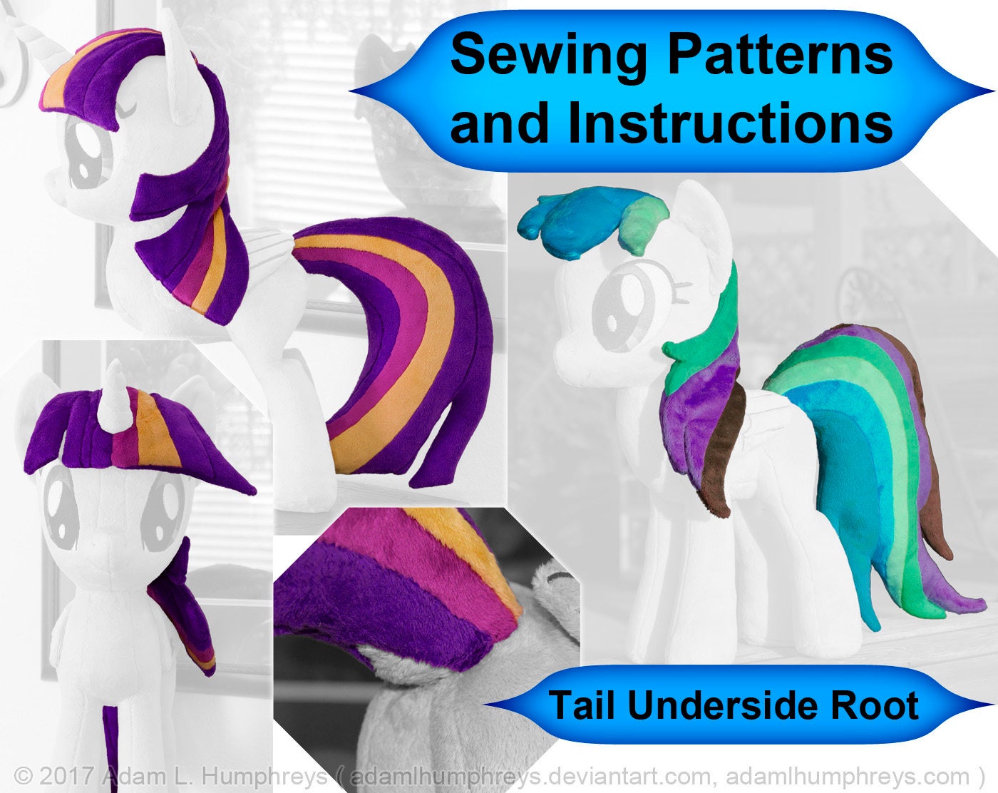 Pony Mane and Tail Plushie Hair Sewing Patterns 6 Pack for Minky Plush ...