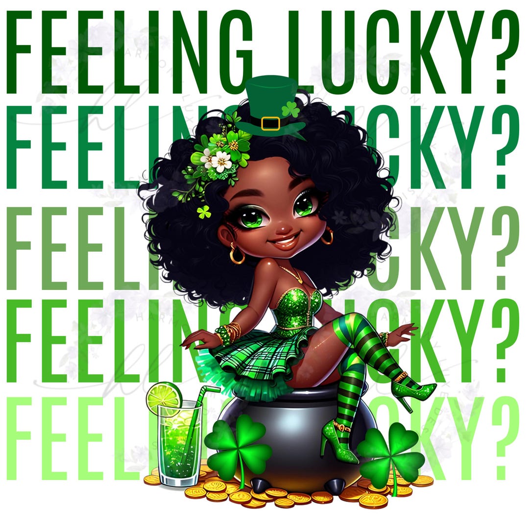 St Patricks, African American, Lucky Charm, Png, Sublimation, Pot of ...