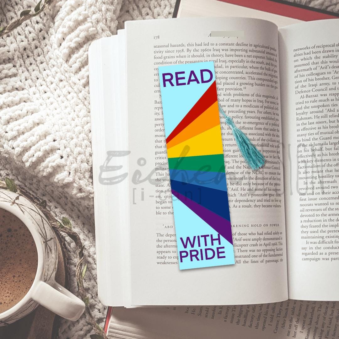 Bookmark - Read With Pride Hand Drawn Reader Gift Librarian Bookish ...