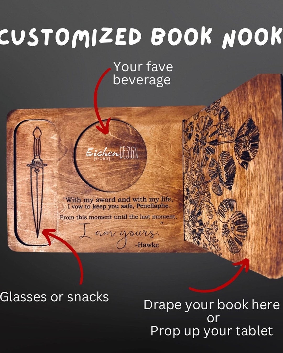 Book Valet - From Blood & Ash Inspired Book Nook Holder Bedside Glasses ...