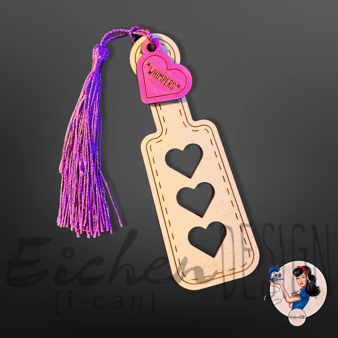 Paddle Wooden Bookmark With Whimper Charm Customizable Colors - Etsy