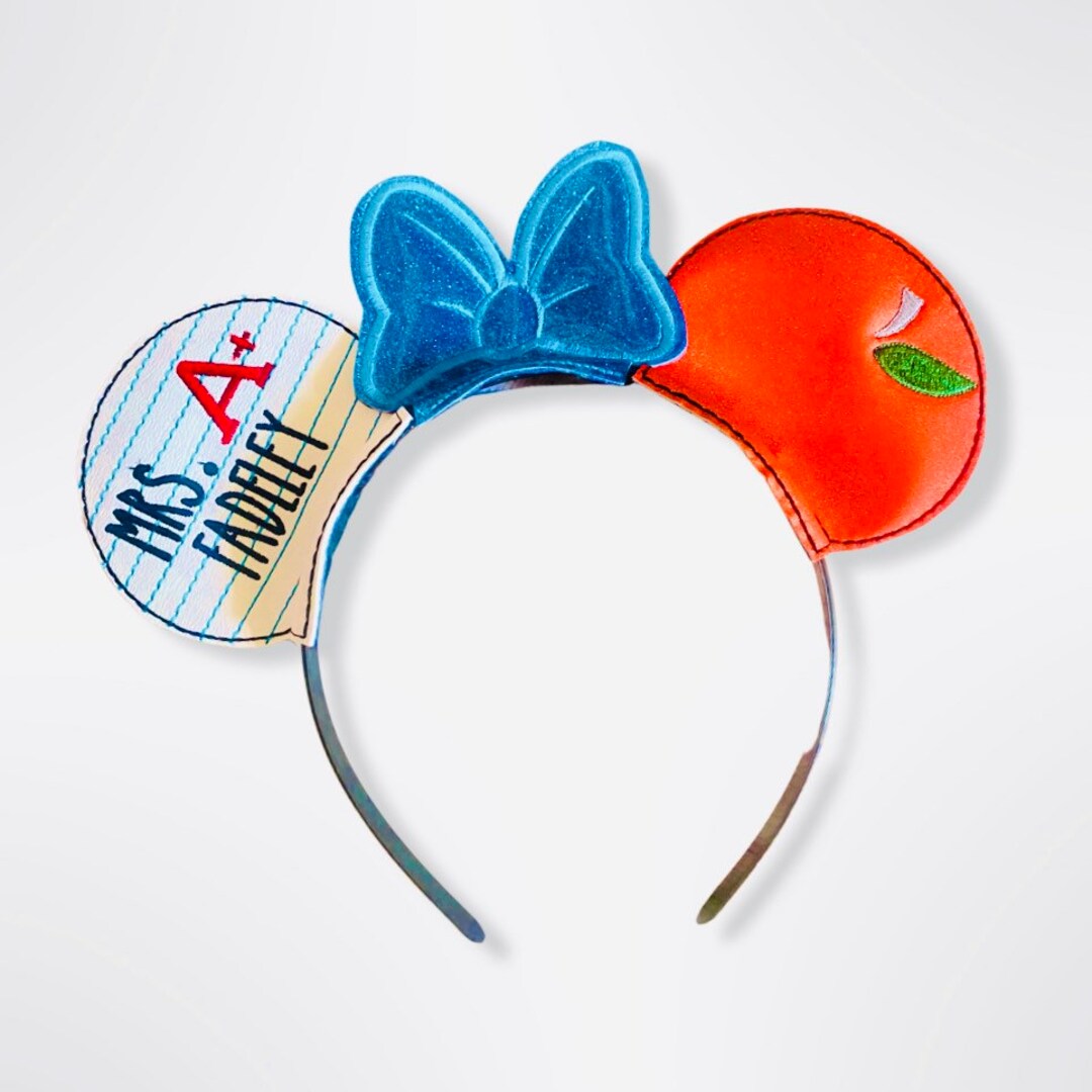 Mouse Ears Personalized Teacher – Embroidered Name, A+ Design, Apple ...