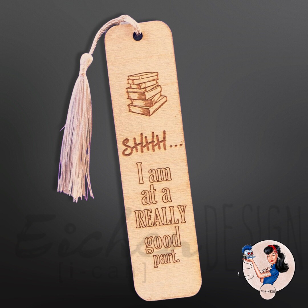 Bookmark Shhh, I’m Reading Wooden Engraved Book Stack Reader Bookish ...