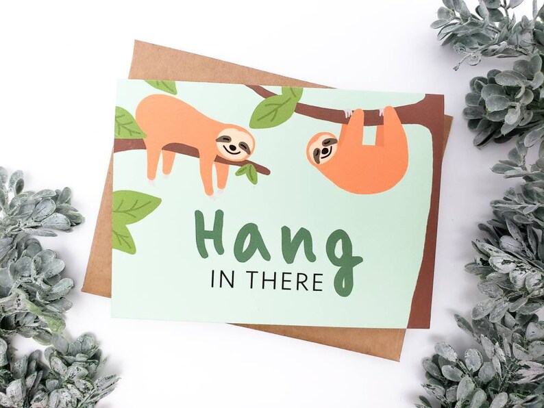 Funny Sloth Card Fun Get Well Soon Card Hang in There - Etsy