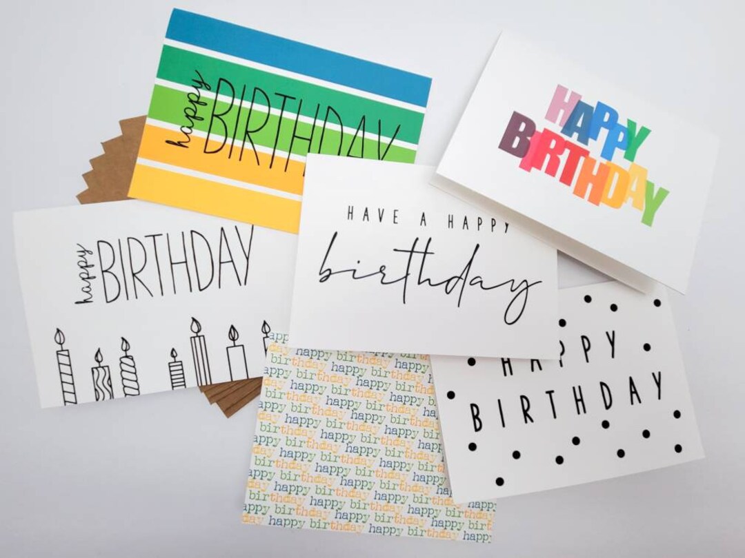 Colorful Birthday Card Variety Pack - Set of Generic Birthday Cards - Etsy