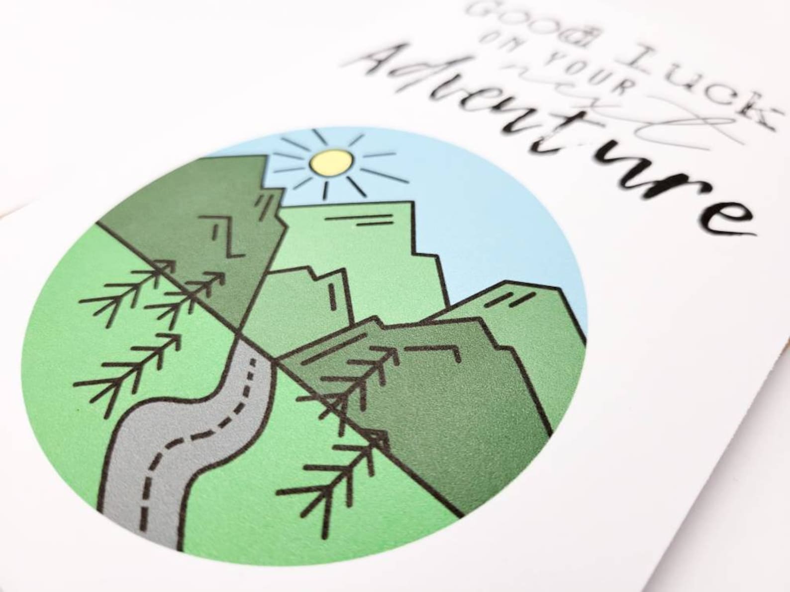Good Luck Adventure Card: Mountain Landscape Greeting Card - Etsy