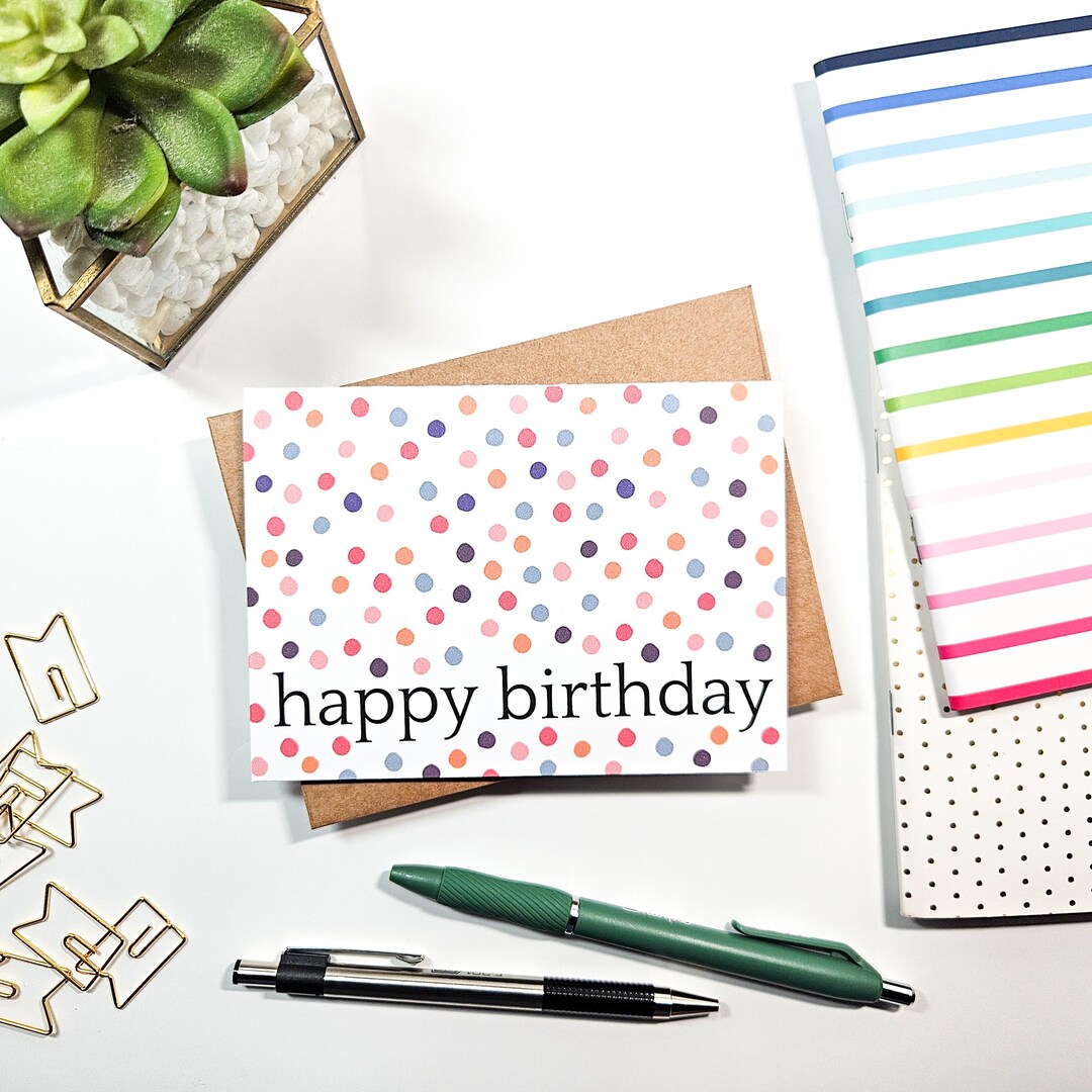 Colorful Polka Dot Happy Birthday Card - Etsy