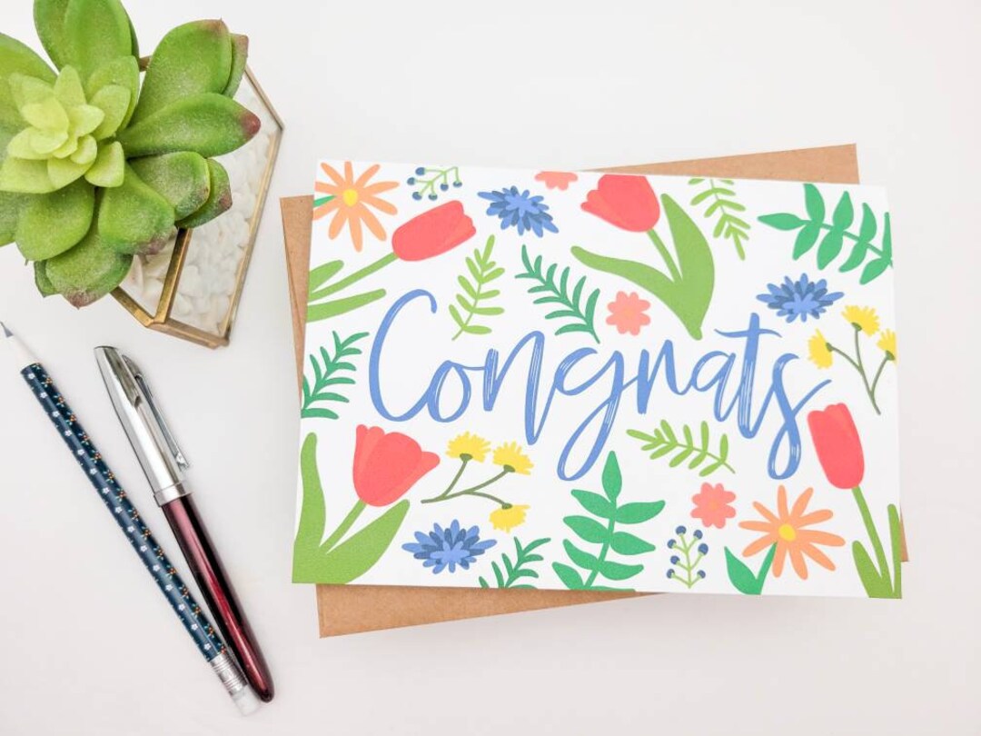 Colorful Spring Themed Generic Congratulations Greeting Card - Etsy