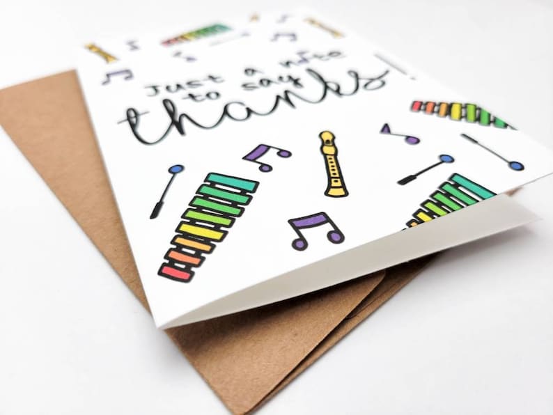 Music Teacher Appreciation Card: Colorful Thank You Note - Etsy