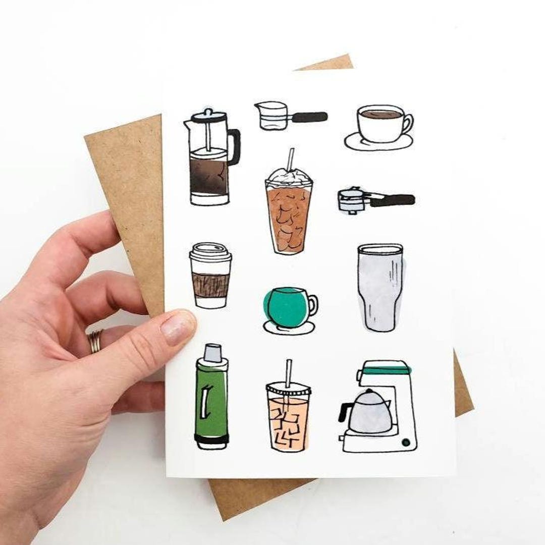 Coffee Themed Greeting Card for Any Occasion - Etsy