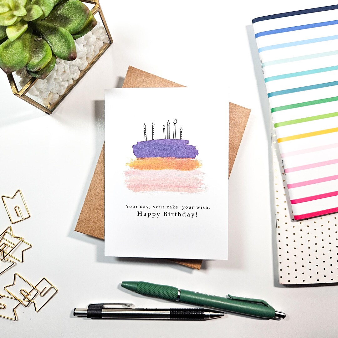 Birthday Cake Happy Birthday Card - Etsy
